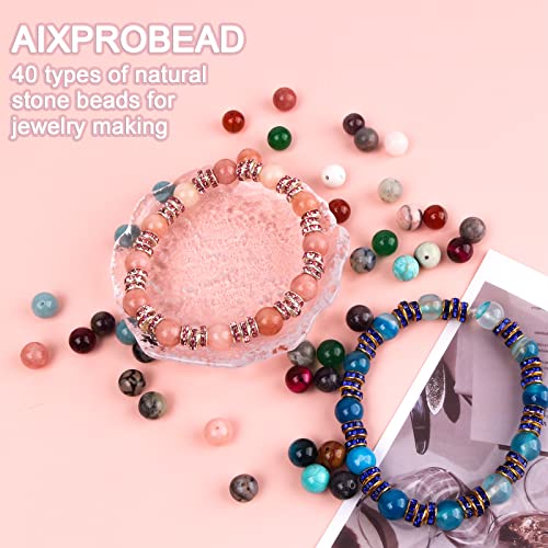 AIXPROBEAD 100pcs 8mm Burmese Jade Natural Gemstone Beads for Jewelry Making Loose Round Stone Beads for DIY Bracelets and Necklaces