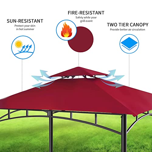 FAB BASED 5x8 Grill Gazebo Canopy for Patio, Outdoor BBQ Gazebo with Shelves, Barbeque Grill Canopy (Red)