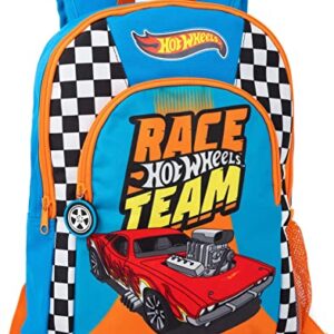 Hot Wheels Kids Backpack | Girls Boys Orange Blue Car Race Wheels Rucksack | Luggage Sports School Bag with Adjustable Straps | Racer Merchandise Gifts