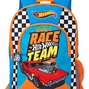 Hot Wheels Kids Backpack | Girls Boys Orange Blue Car Race Wheels Rucksack | Luggage Sports School Bag with Adjustable Straps | Racer Merchandise Gifts