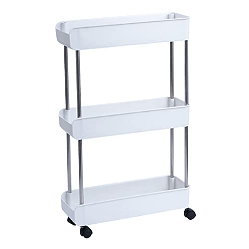 QUANJJ Kitchen Trolley 3/4 Tier Bedroom Snacks Cart Bathroom Storage Rack with Wheels Househlod Standing Shelf (Color : E, Size : 1pcs)