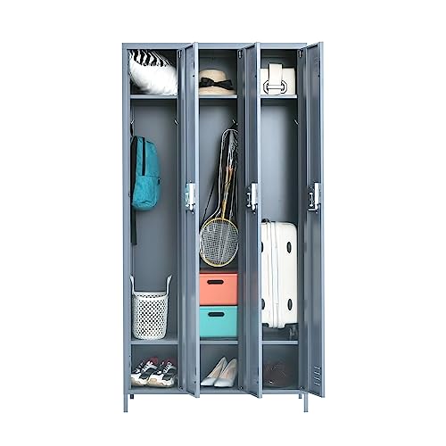 SUXXAN 3 Doors Metal Locker Combination with 6 Hooks,Industries Storage Metal Locker for School Office Gym Home Employees Staff Sundries Room W35.43*D15.7*H72(Light Grey)