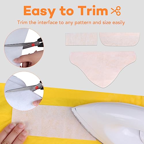 CAREGY 12 inch X 22 Yards Iron-On Fusible Interfacing Medium Weight White Non-Woven Polyester Single-Sided Interfacing for Crafting Quilting Sewing DIY Crafts Supplies