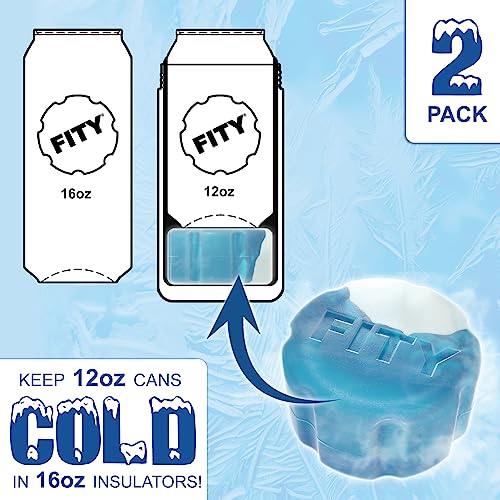 FITY FREEZE (2 Pack) - A Freezable 12oz can Adapter for 16oz Can Coolers Tall Koozie Beer Soda Drink Cooler Cozy Insulator Spacer Extension, Compatible with YETI MiiR CamelBak BruMate (Blue)