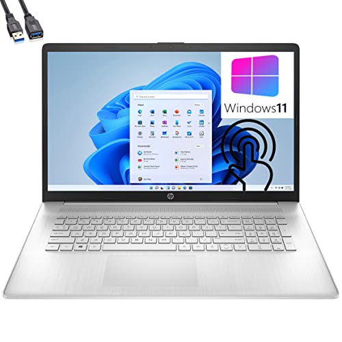 HP 17 17.3" HD+ Touchscreen Laptop Computer, Hexa-Core AMD Ryzen 5 5625U (Beat i5-1235U), 64GB DDR4 RAM, 2TB PCIe SSD, 802.11AC WiFi, Bluetooth 5.0, Windows 11, BROAG Extension Cable