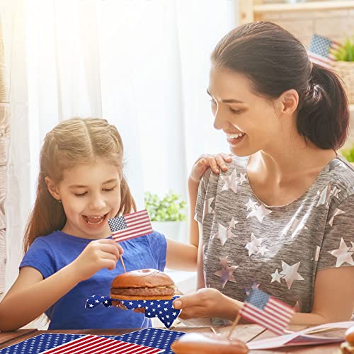 Whaline 200Pcs Patriotic Wax Paper Sheets Stars and Stripes Food Wrapping Tissue Red Blue Wrapping Paper 4th of July Paper Basket Liners for Independence Day Home Baking Party Supplies, 8.3 x 9.8 In