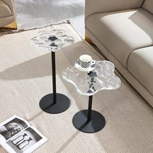 acrylic panel with iron tripod creative flower shaped small edge table acrylic transparent sofa corner table nordic modern coffee table portable detachable dessert table mobile coffee table (small)