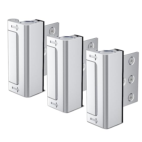 Lvyesea 3Pcs Door Reinforcement Lock, Door Locks for Kids Safety, Door Safety Locks from Inside, Withstand 800lbs Force - Enhance Home Security, Door Lock Security, Aluminum Construction (Silver)