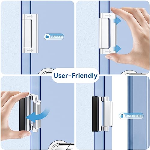 Lvyesea 3Pcs Door Reinforcement Lock, Door Locks for Kids Safety, Door Safety Locks from Inside, Withstand 800lbs Force - Enhance Home Security, Door Lock Security, Aluminum Construction (Silver)