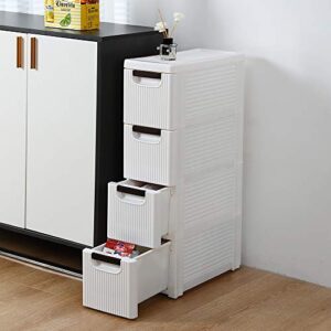 Yicotens 4-Tire Rolling Cart Organizer Unit with Wheels Narrow Slim Container Storage Cabinet for Bathroom Bedroom