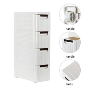 Yicotens 4-Tire Rolling Cart Organizer Unit with Wheels Narrow Slim Container Storage Cabinet for Bathroom Bedroom