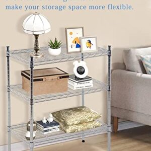 YYkokocat Metal Shelving Unit Detachable Storage Rack with 8 Leveling Feet Adjustable Storage Shelves Wire Shelves for Storage Kitchen Garage, 900LB Capacity, 59" H x 23" L x 14" D, Chrome