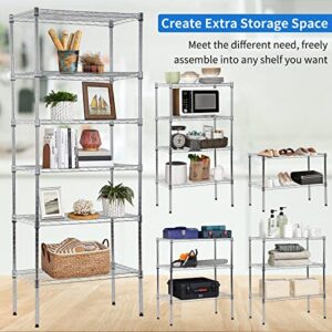 YYkokocat Metal Shelving Unit Detachable Storage Rack with 8 Leveling Feet Adjustable Storage Shelves Wire Shelves for Storage Kitchen Garage, 900LB Capacity, 59" H x 23" L x 14" D, Chrome