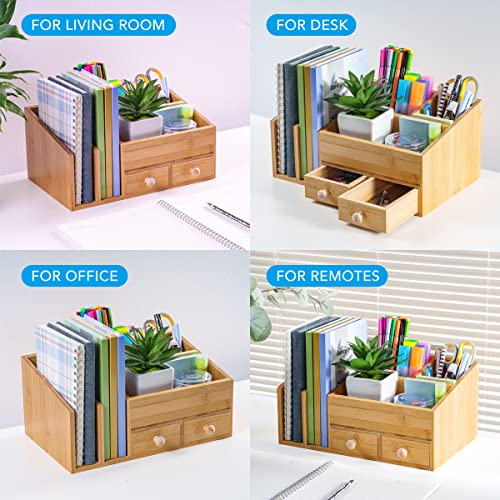 Bamboo Desk Organizer and storage,Bamboo Desk Drawer Desktop Organization Box for Office Home Toiletries Supplies Vanity,No Assembly Required