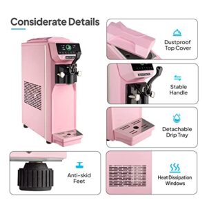 ROVSUN Soft Serve Ice Cream Machine, 4.2 Gal/H Ice Cream Maker Machine with Pre-cooling, 1.32 Gal Tank, LCD Touch Screen, 1050W Soft Serve Machine Countertop for Home, Party, Cafe, Restaurant (Pink)