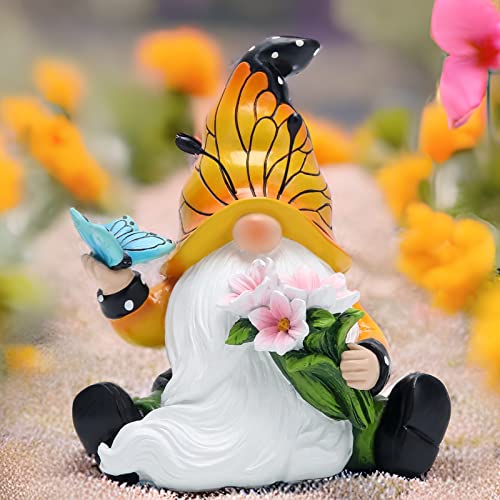 Hodao Spring and Summer Decorations Butterfly Decor Figurines 6“H Irish Dwarf Elf Indoor Home Decor Yard Gnome Decorations Gnome Collector's Gift