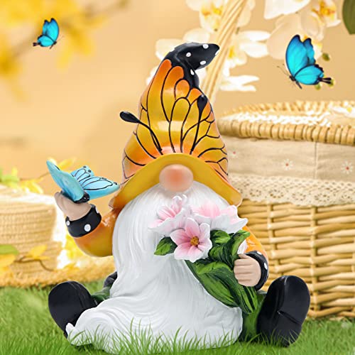 Hodao Spring and Summer Decorations Butterfly Decor Figurines 6“H Irish Dwarf Elf Indoor Home Decor Yard Gnome Decorations Gnome Collector's Gift