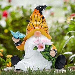 Hodao Spring and Summer Decorations Butterfly Decor Figurines 6“H Irish Dwarf Elf Indoor Home Decor Yard Gnome Decorations Gnome Collector's Gift