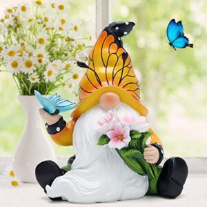 Hodao Spring and Summer Decorations Butterfly Decor Figurines 6“H Irish Dwarf Elf Indoor Home Decor Yard Gnome Decorations Gnome Collector's Gift