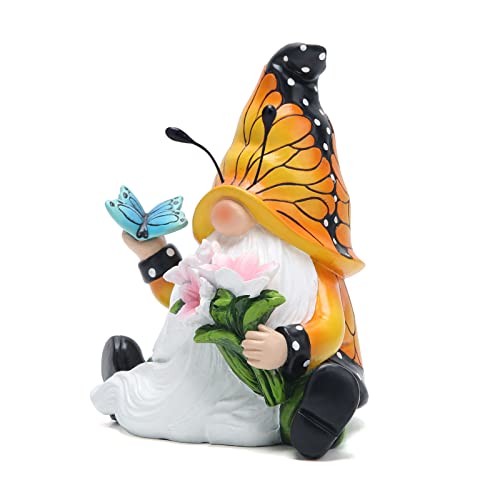 Hodao Spring and Summer Decorations Butterfly Decor Figurines 6“H Irish Dwarf Elf Indoor Home Decor Yard Gnome Decorations Gnome Collector's Gift