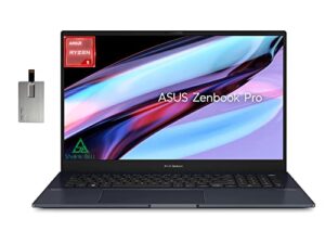 asus 2023 zenbook pro 17 17.3” touchscreen 2.5k 165hz business laptop, amd ryzen 9 6900hx, 16gb ram, 4tb pcie ssd, backlit keyboard, nvidia geforce rtx 3050, win 11, black, 32gb snowbell usb card