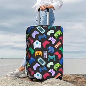 DOINBEE Kids Video Game Luggage Covers Colorful Gaming Gamer on Black Suitcase Covers for Luggage, Fun Gaming Gifts for Girls Boys, Elastic Print Baggage Case Suitcase Protector Fits 18-21 Inch