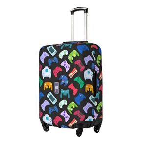 DOINBEE Kids Video Game Luggage Covers Colorful Gaming Gamer on Black Suitcase Covers for Luggage, Fun Gaming Gifts for Girls Boys, Elastic Print Baggage Case Suitcase Protector Fits 18-21 Inch