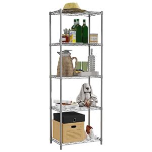 zhazhadi 5 tier adjustable storage shelf metal storage rack wire shelving unit storage shelves metal 665lbs capacity 21" l x 14" w x 62" h for pantry closet kitchen laundry grey