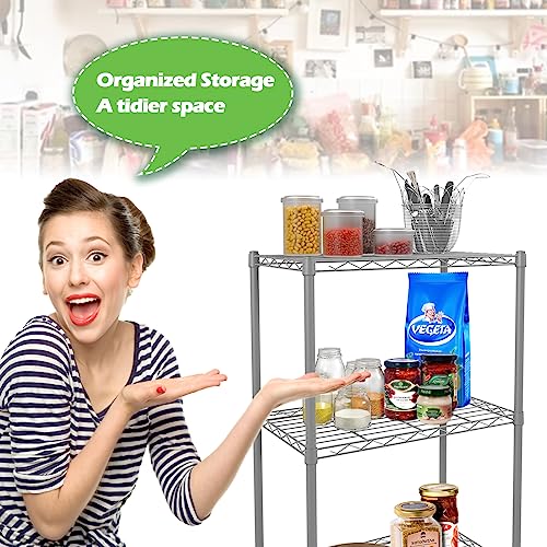 ZHAZHADI 5 Tier Adjustable Storage Shelf Metal Storage Rack Wire Shelving Unit Storage Shelves Metal 665Lbs Capacity 21" L x 14" W x 62" H for Pantry Closet Kitchen Laundry Grey