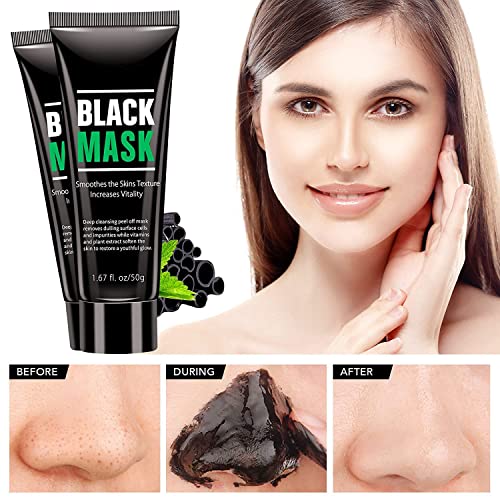 Blackhead Remover Mask, Black Peel Off Mask With Brush, Charcoal Face Mask For Nose Blackhead Remover, Blackhead Mask For All Skin Types