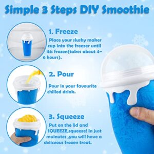 Slushy Cup Maker,Large Slushie Maker Cup 500ml,Double Layers Silicone Slushie Cup Maker Squeeze Cup,Quick Frozen Magic Slushy Maker Cup,DIY Slush Cup,Cool Stuff Gifts for Kids and Family - Azure Blue