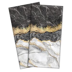 black gold marble hand towels for kitchen bathroom decorative bath towels soft absorbent kitchen hand towels modern bathroom hand towels for home kitchen bathroom decor (set of 2, 13.8x27.6 in)