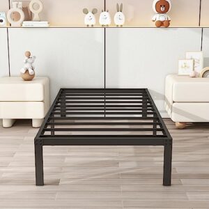 juissano 14 inch twin bed frames, metal platform bed frame twin size, mattress support, no box spring needed, black