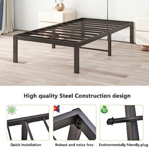 JUISSANO 14 Inch Twin Bed Frames, Metal Platform Bed Frame Twin Size, Mattress Support, No Box Spring Needed, Black