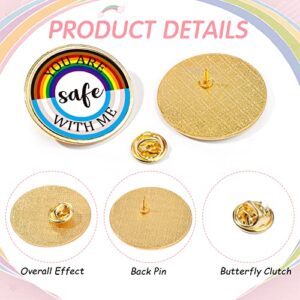 You are Safe with Me Enamel Pins Rainbow Lapel Pins Pride Pins LGBTQ Supports Badge Pin Cute Brooch Pin for Nurse Doctor Student Collar Clothing Backpack Bag Hat Decoration (200 Pcs)