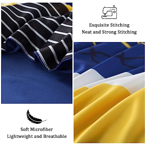 8 Pieces Bed in a Bag Stripe Comforter Set Queen Size,Patchwork Striped Comforter with Sheets Set Soft Microfiber Boho Bedding Sets (Yellow Blue)