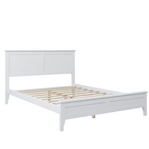 MERITLINE Full Size Platform Bed Frame with Headboard/Solid Wood Foundation with Wood Slat Support/No Box Spring Needed/Easy Assembly (White)