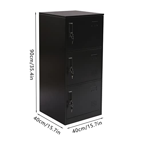 CNCEST 3 Door Vertical Stackable Locker Storage Metal Cabinet Locker Secure Gym Locker School Locker Small Metal Tool Storage Locker Office Home Vertical Cabinet Metal Locker 40x40x90cm