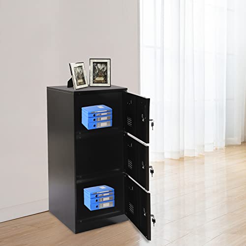 CNCEST 3 Door Vertical Stackable Locker Storage Metal Cabinet Locker Secure Gym Locker School Locker Small Metal Tool Storage Locker Office Home Vertical Cabinet Metal Locker 40x40x90cm