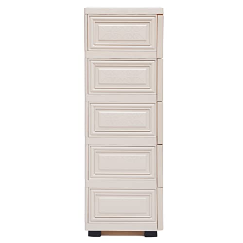 CNCEST Plastic Storage Cabinet with Lock Locker with 6 Drawers Storage Clothes Toys Books Plastic Storage Dresser Closet Drawers Beige