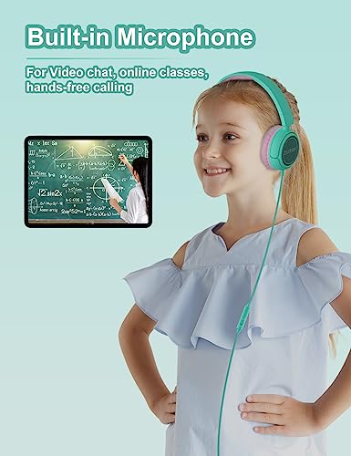 ZIUMIER Kids Headphones Wired, Headphones for Kids with Microphone for Boys Girls, 85dB/ 94dB Volume Limited, Foldable Toddler Headphones for School Airplane Travel,iPad, Fire Tablet, Kindle