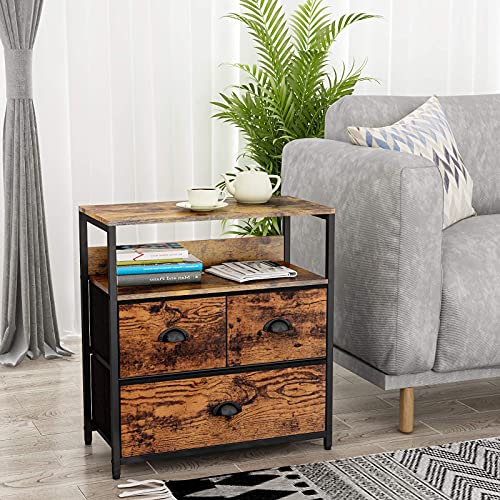 Furologee 2 Nightstands with 3 Drawers, Small Dresser with Storage Shelf, Bedside Table/Closet Organizer and 8 Drawer Dresser Wide 47'' Long, Storage Chest of Drawer for 55'' TV Stand