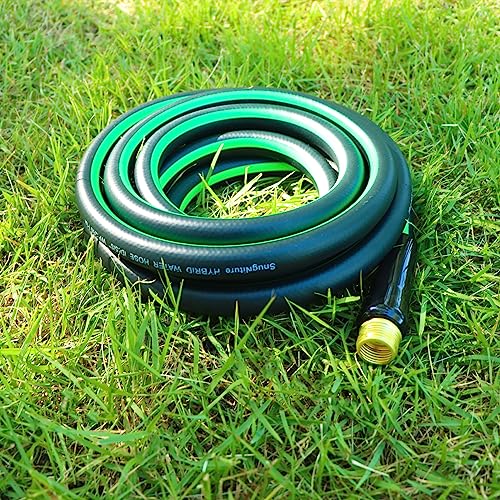 SnugNiture Garden Hose 10 ft x 5/8", Heavy Duty, Light Weight, Flexible Water Hose with 3/4'' Solid Fittings for All-Weather Outdoor