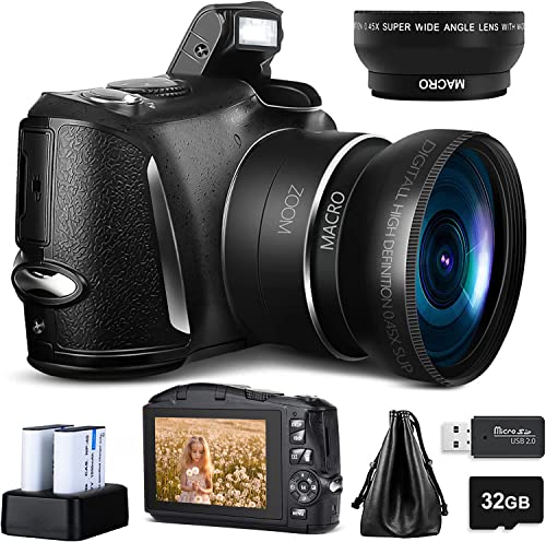 Monitech Digital Camera Compact Vlogging Camera, 4K 48MP Camera for Photography with 2 Batteries,32GB SD Card, 16x Digital Zoom, 3.0 inch Screen,Camera for Beginners