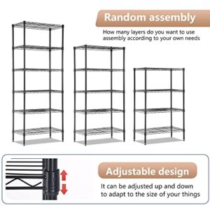 FDW 6 Tier Wire Shelving Units Adjustable Metal Storage Rack 23L x 13W x 59H NSF Pantry Shelves Kitchen Organization Shelf for Kitchen Garage Small Places Commercial,Black