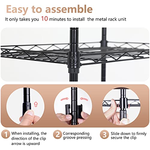 FDW 6 Tier Wire Shelving Units Adjustable Metal Storage Rack 23L x 13W x 59H NSF Pantry Shelves Kitchen Organization Shelf for Kitchen Garage Small Places Commercial,Black