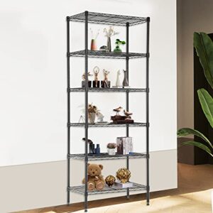 FDW 6 Tier Wire Shelving Units Adjustable Metal Storage Rack 23L x 13W x 59H NSF Pantry Shelves Kitchen Organization Shelf for Kitchen Garage Small Places Commercial,Black