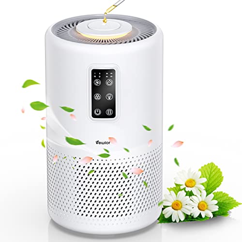 Air Purifiers for Home Large Room with Night Light up to 1076ft², VEWIOR H13 True HEPA Air Cleaner with Fragrance Sponge, Sleep Mode, Timer, Speed, Lock, for Wildfire Smoke Pet Dust Pollen Odor