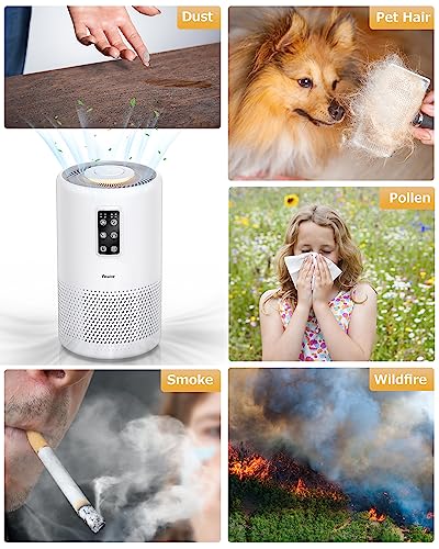 Air Purifiers for Home Large Room with Night Light up to 1076ft², VEWIOR H13 True HEPA Air Cleaner with Fragrance Sponge, Sleep Mode, Timer, Speed, Lock, for Wildfire Smoke Pet Dust Pollen Odor