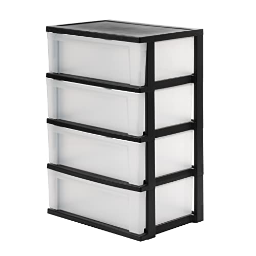 Tidy up Your Restroom with Our Space-Saving 4 Drawer Wide Plastic Stackable Storage Chest from The